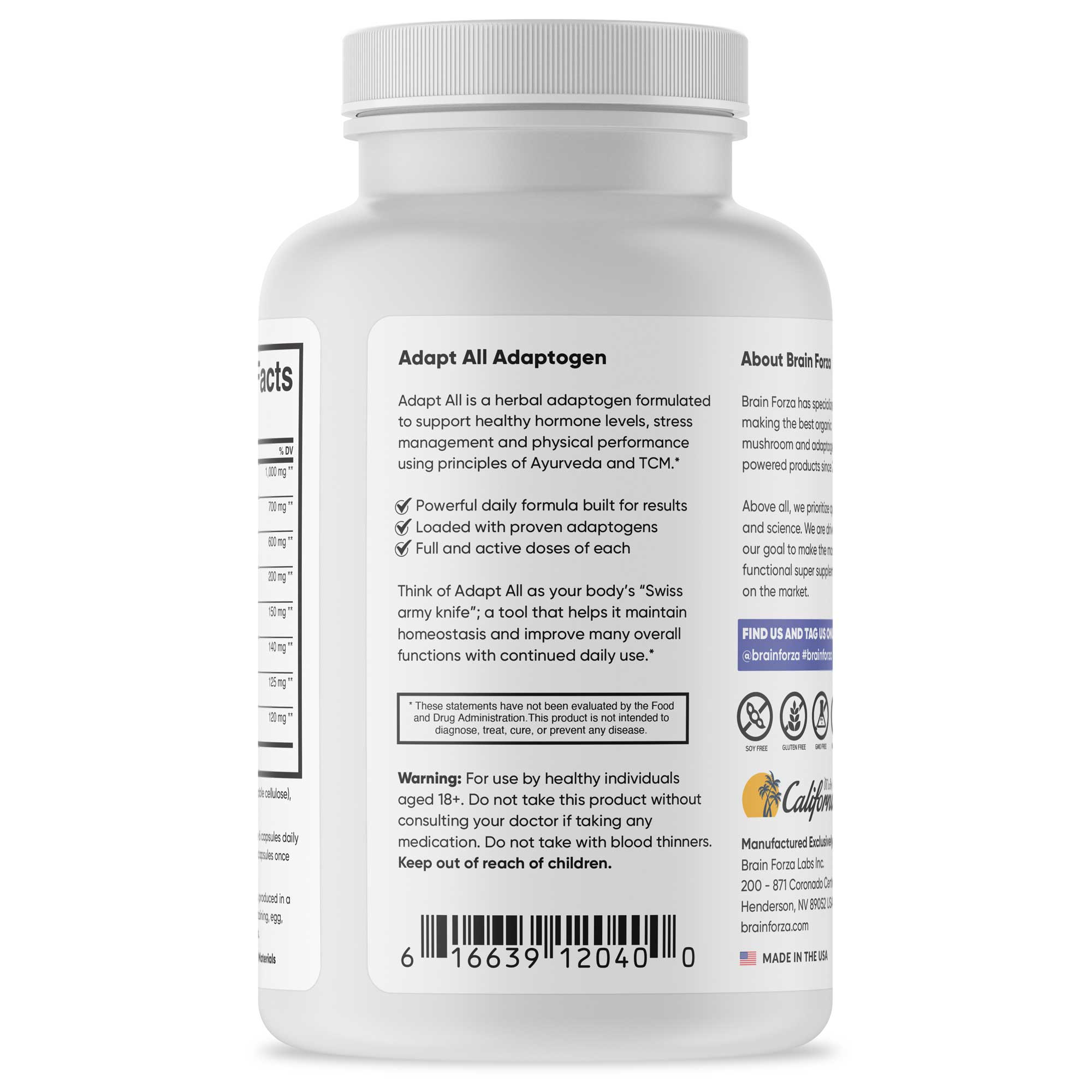Brain Forza Adapt All Adaptogen, 180 Capsules – Brain Forza®